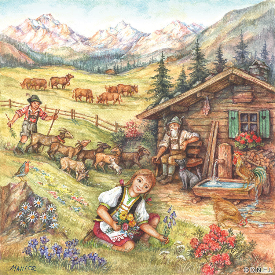 Heidi Alpine Scene Ceramic Tile