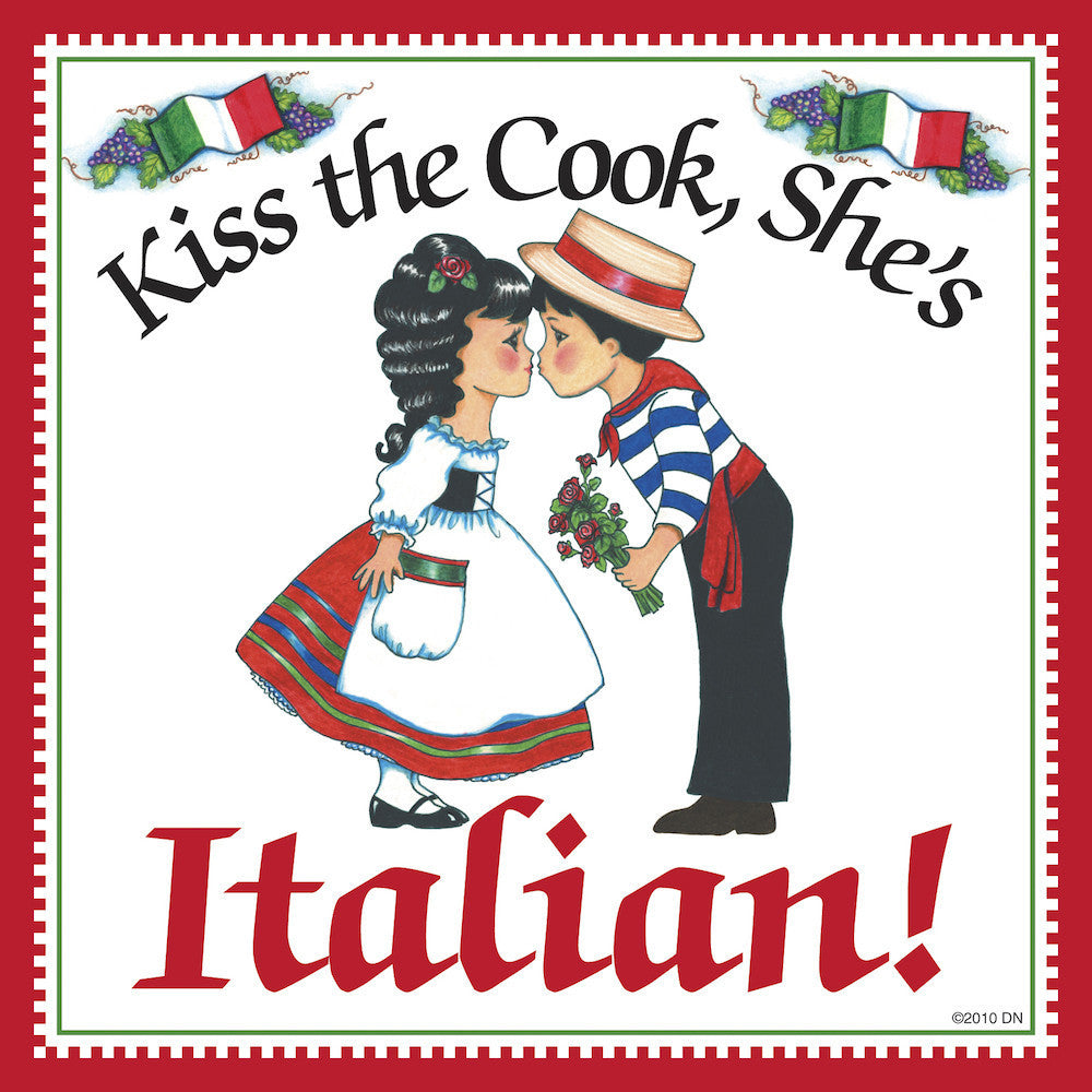 Italian Gift Tile "Kiss Italian Cook"
