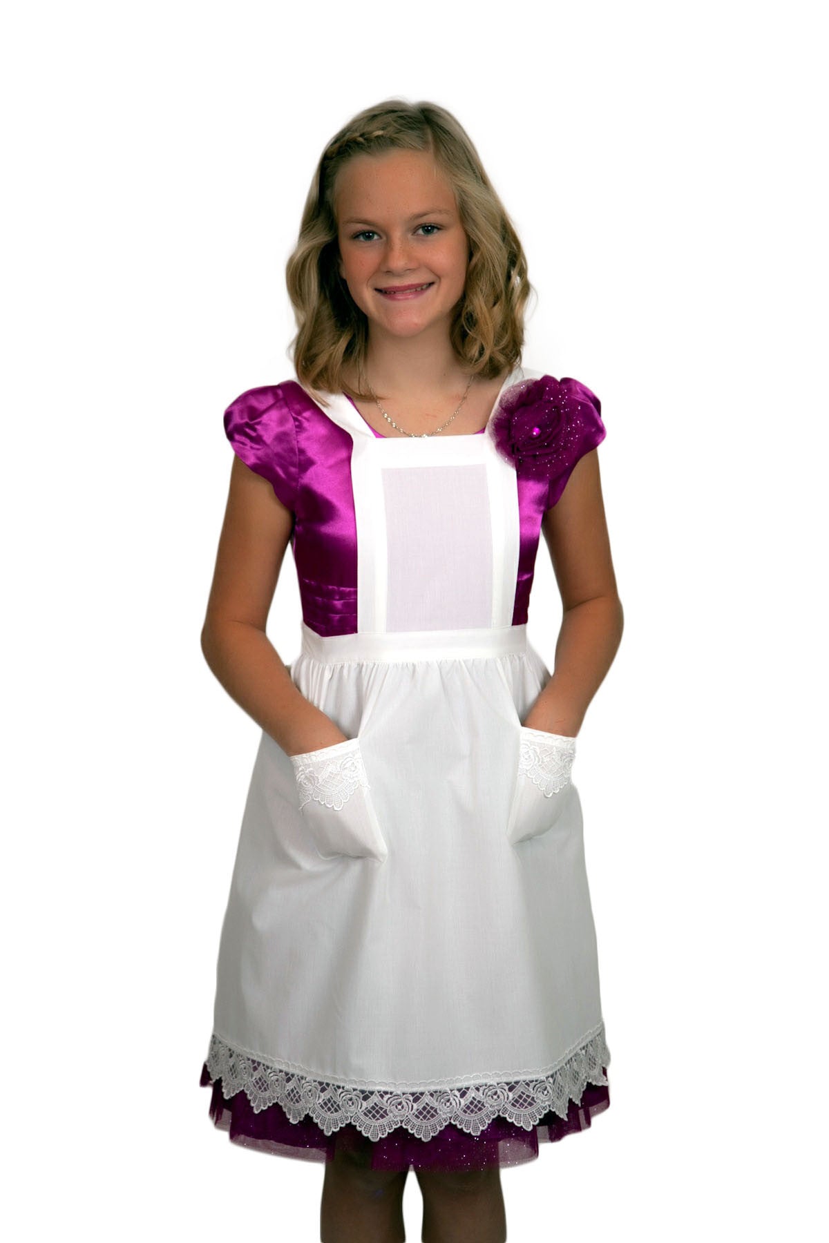 Dutch Girls Lace White Full Apron (Ages 8-16)